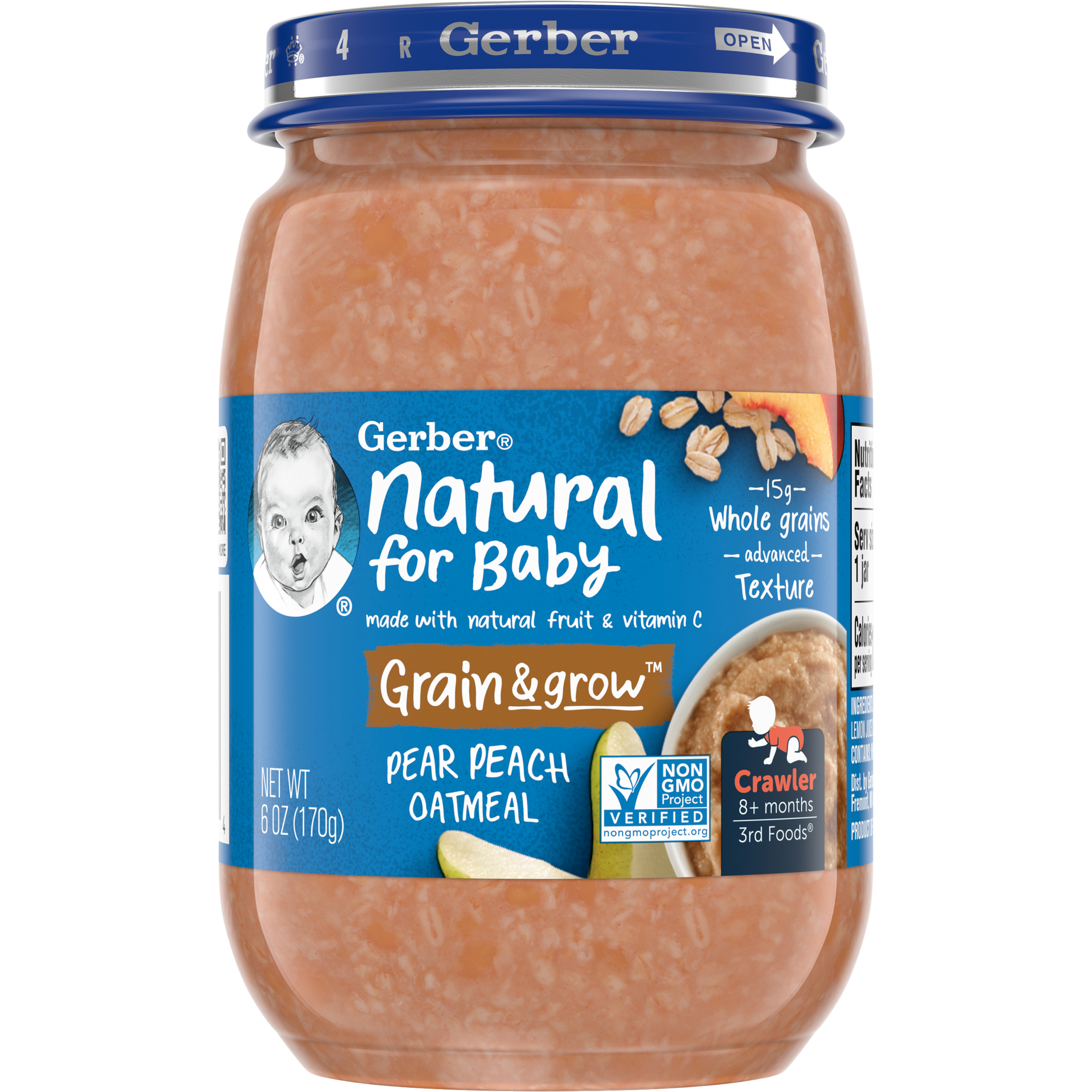 Natural Pear Peach Oatmeal Baby Food | Gerber